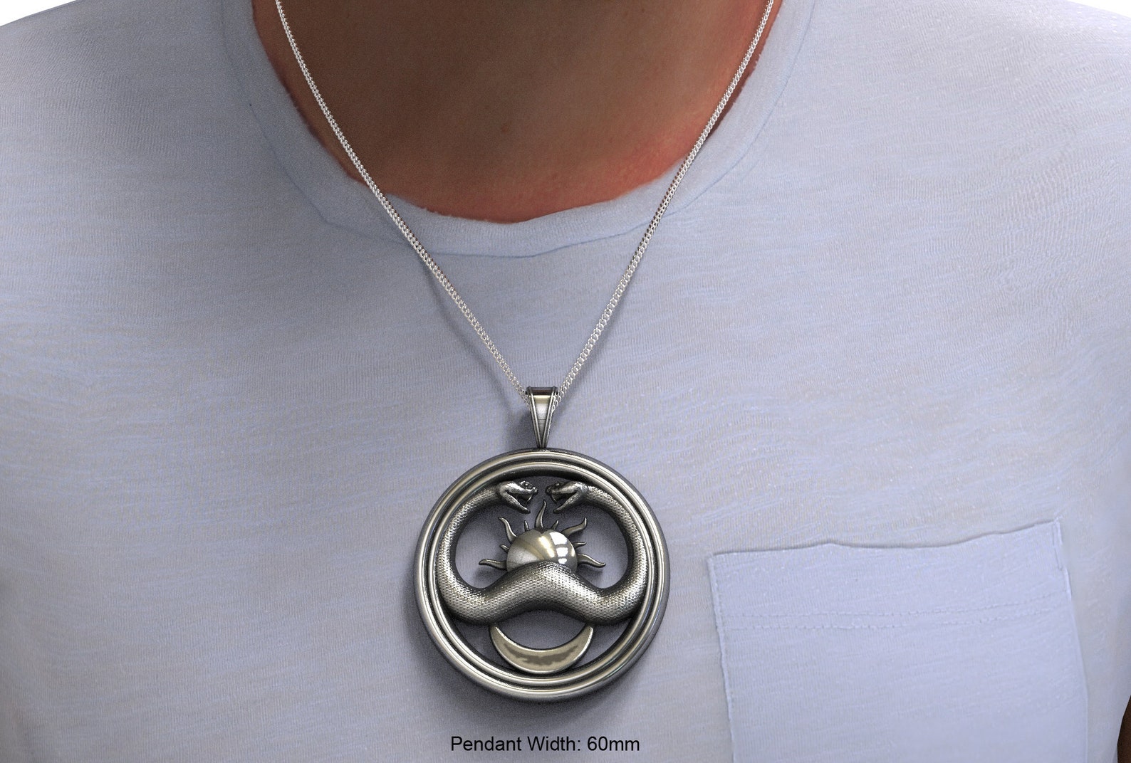 Sterling Silver Thulsa Doom Snake Necklace Pendant, Conan the Barbarian ...