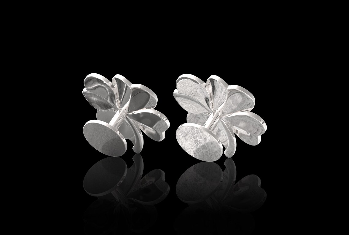 Sterling Silver Clover Four Leaf Cufflinks, Clover Lucky Cufflinks ...