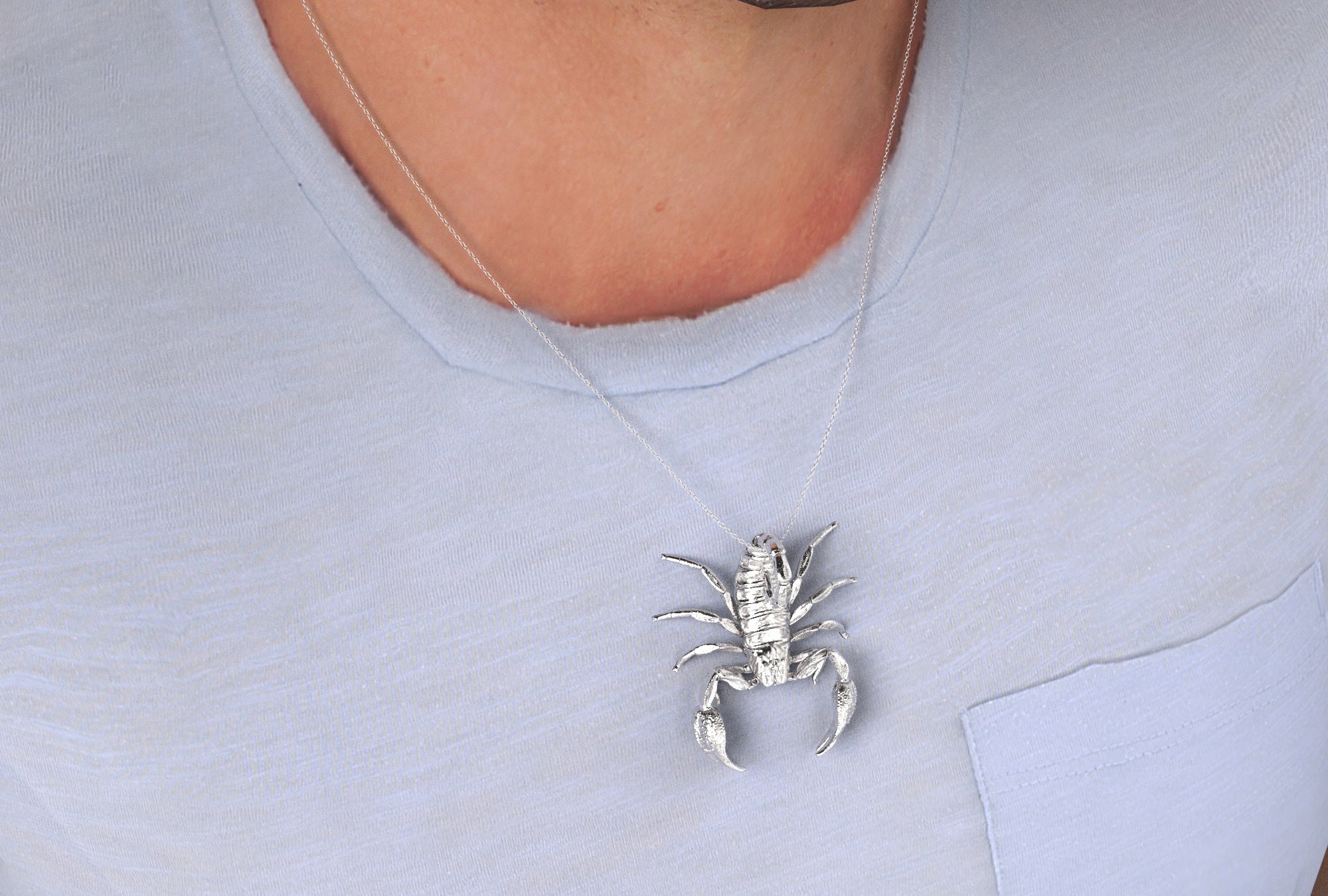 Sterling Silver Scorpion Pendant Necklace Scorpion Jewelry - Etsy
