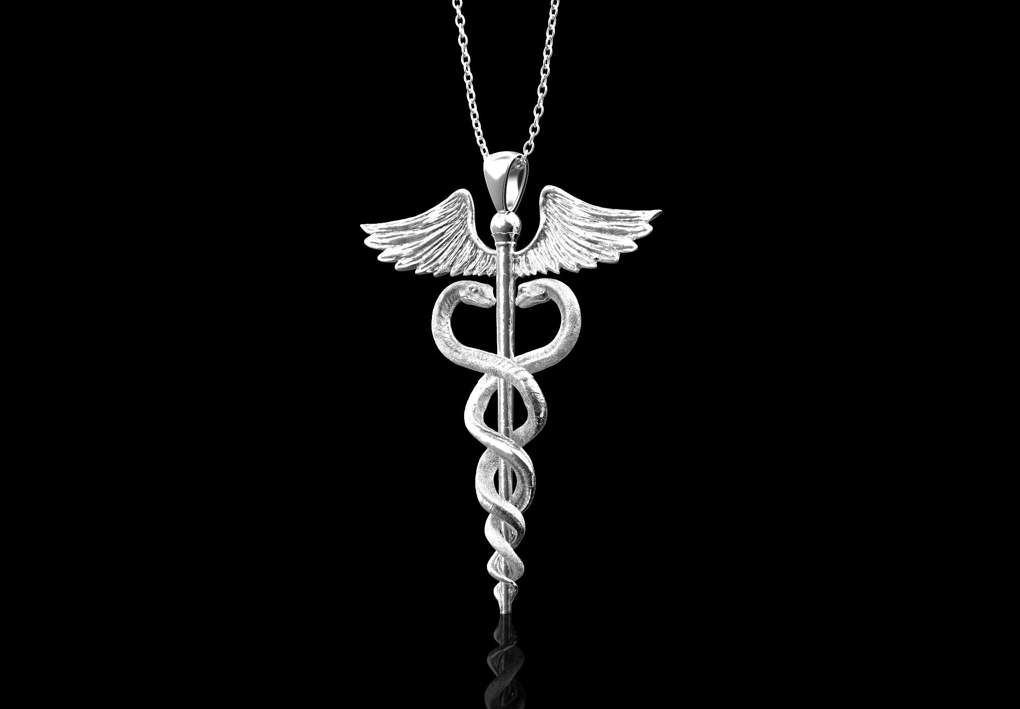 Sterling Silver Caduceus Pendant Necklace Medical Jewelry - Etsy