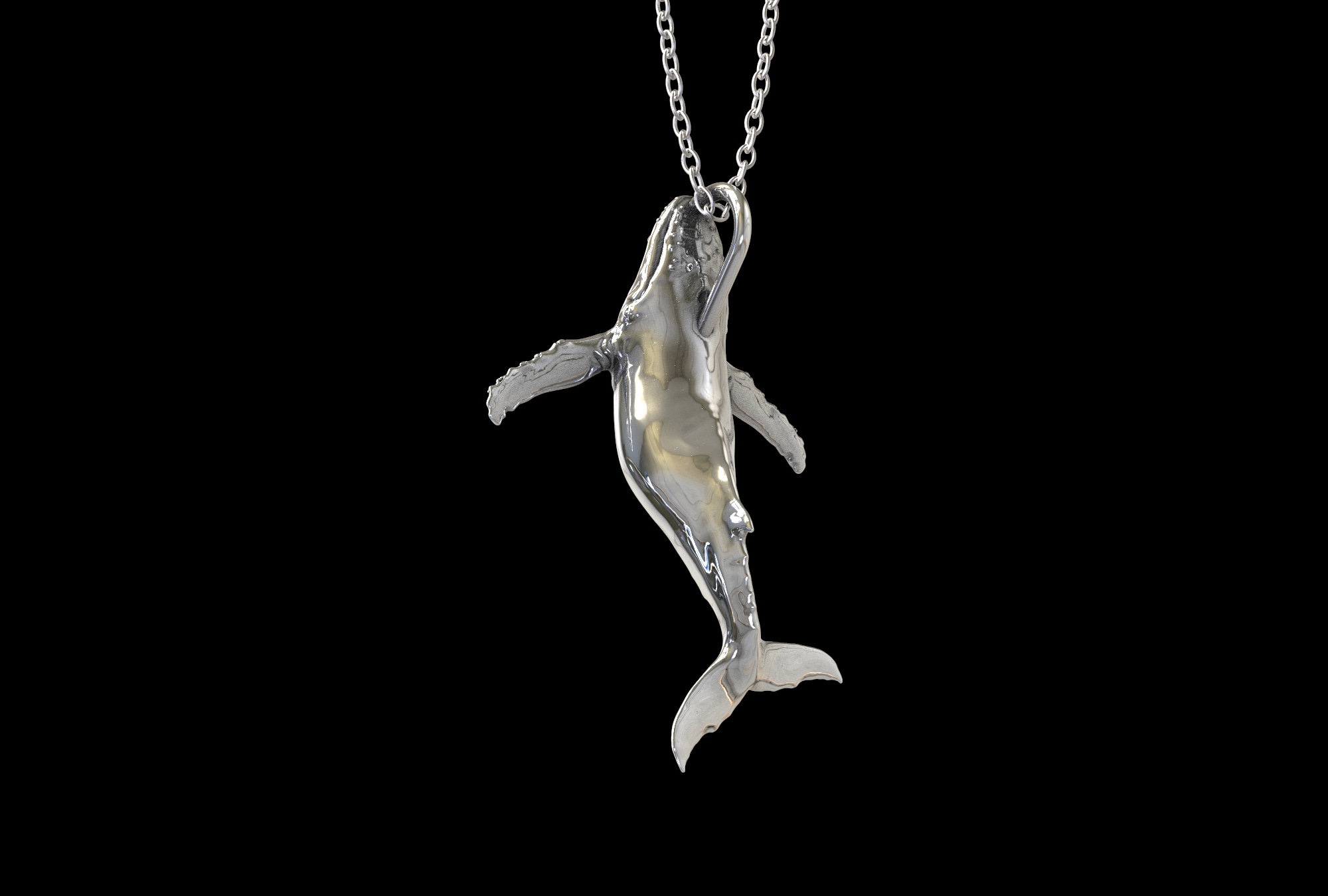 Sterling Silver Humpback Whale Charm Pendant Necklace, Whale Pendant ...