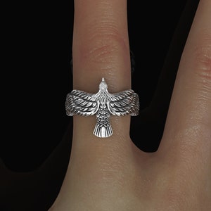 Sterling Silver Eagle Ring, Thunderbird Ring Hawk Ring, Mens Statement ...