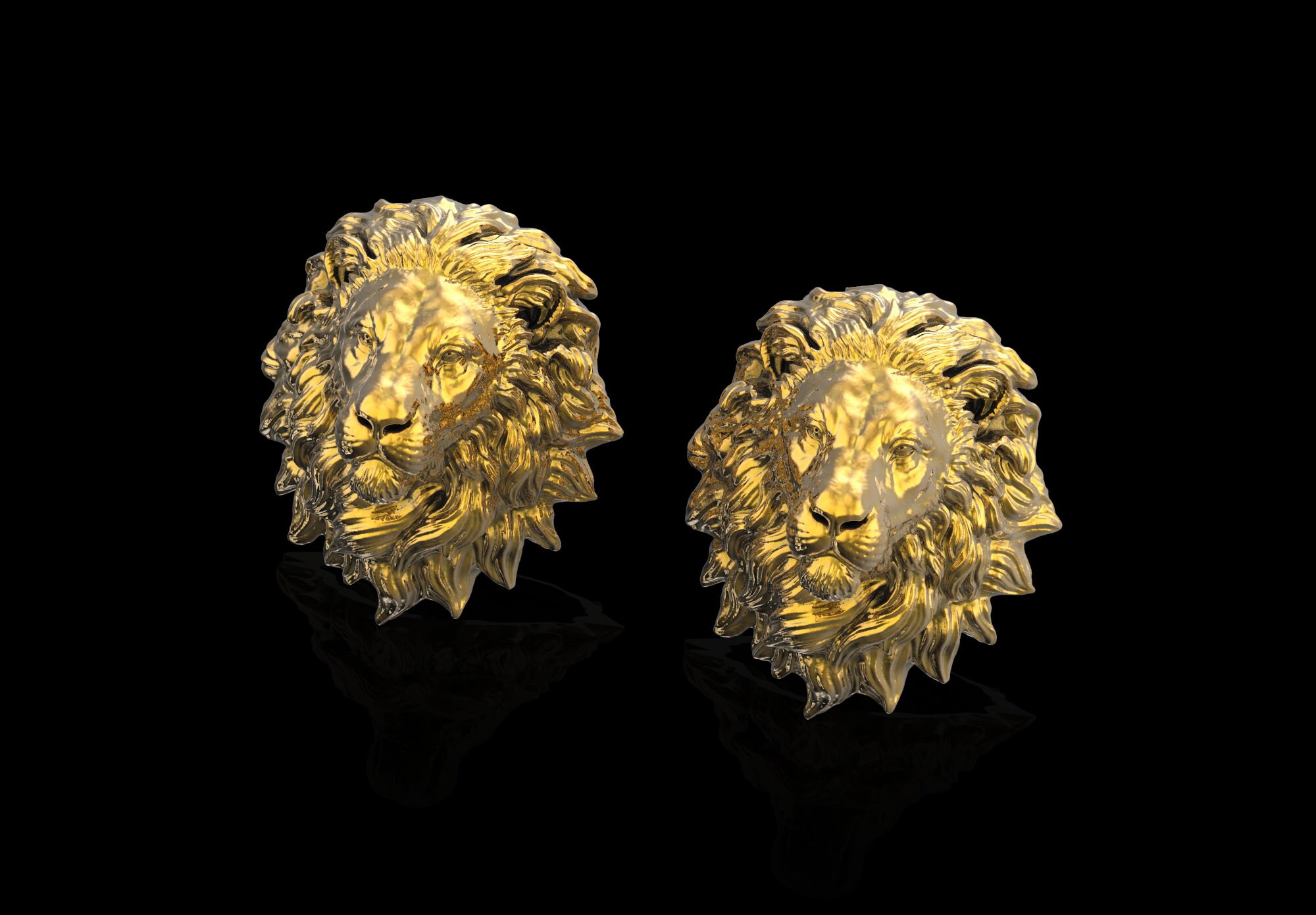 18K Gold Plated Lion Cufflinks Calm Lion Lion Lover Item | Etsy