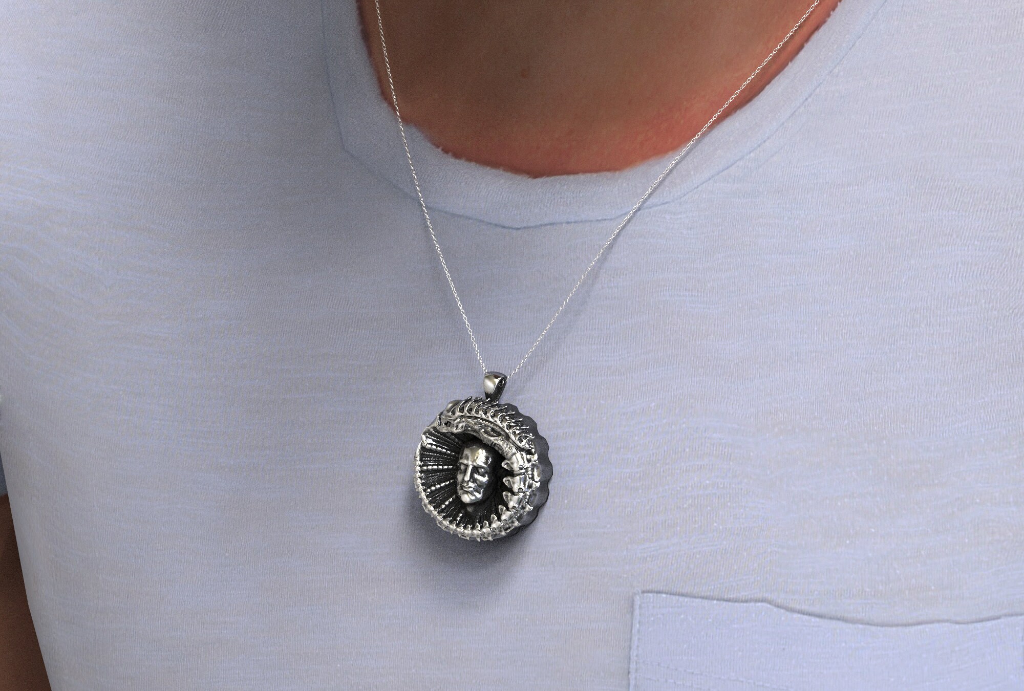 Sterling Silver Alien Xenomorph Prometheus Pendant Necklace - Etsy