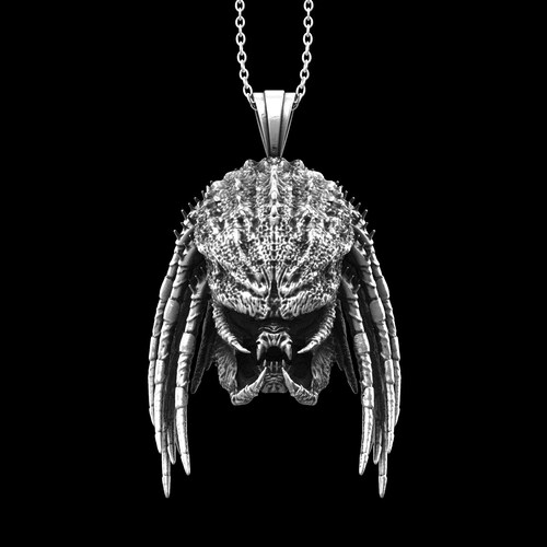 Silver Predator Pendant Alien and Predator Necklace Oxidized | Etsy