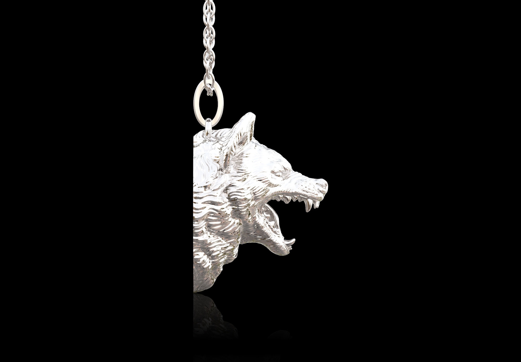 High-gloss Silver Angry Hyena Pendant, Beast Gothic Necklace, Handmade ...