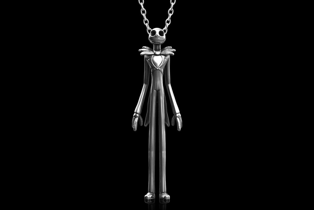 Sterling Silver Jack Skellington Christmas Pendant, Halloween Jewelry ...