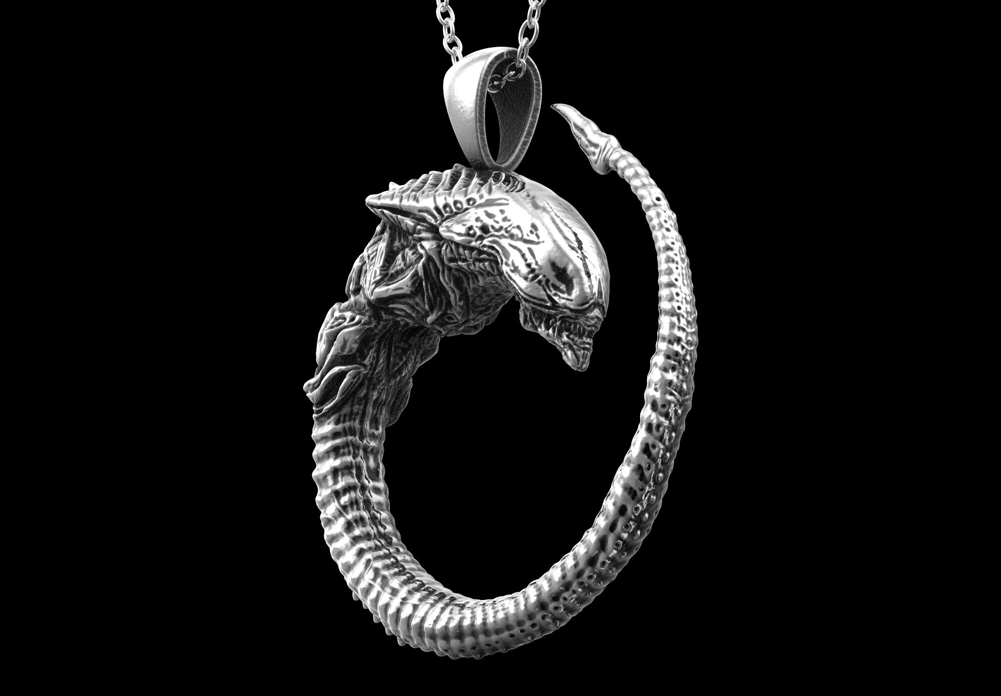 Sterling Silver Alien Queen Chestburster PendantH.R. Giger | Etsy