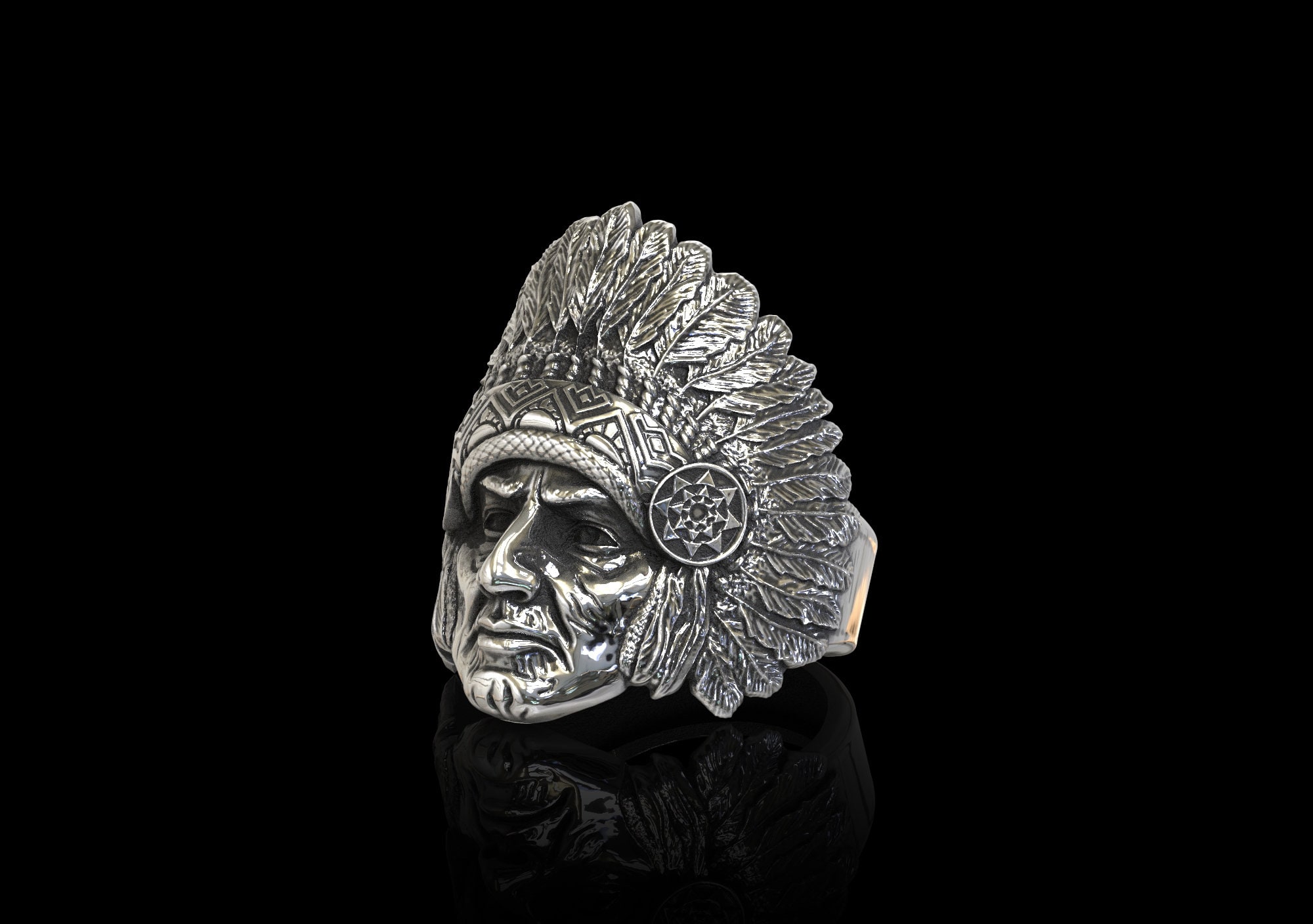 Sterling Silver American Indian Chief Ring, Indian Jewelry, Indian Men ...