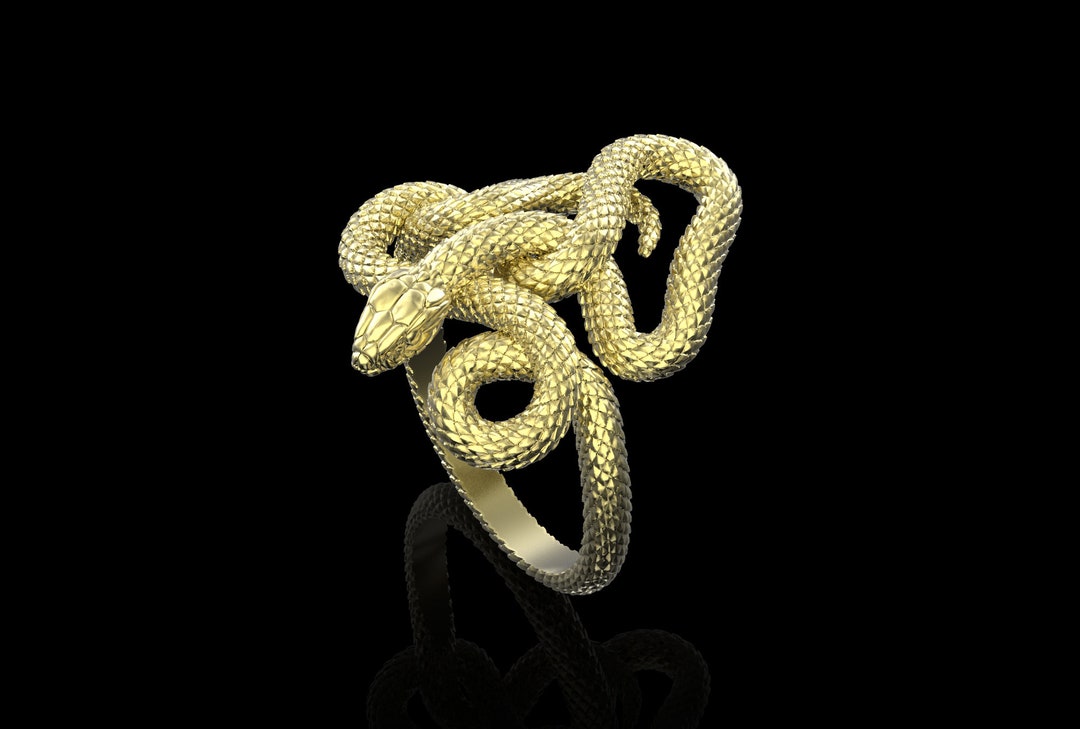 Brass Snake Ring, Ancient Mythological Symbols Snake Ring, Vintage ...