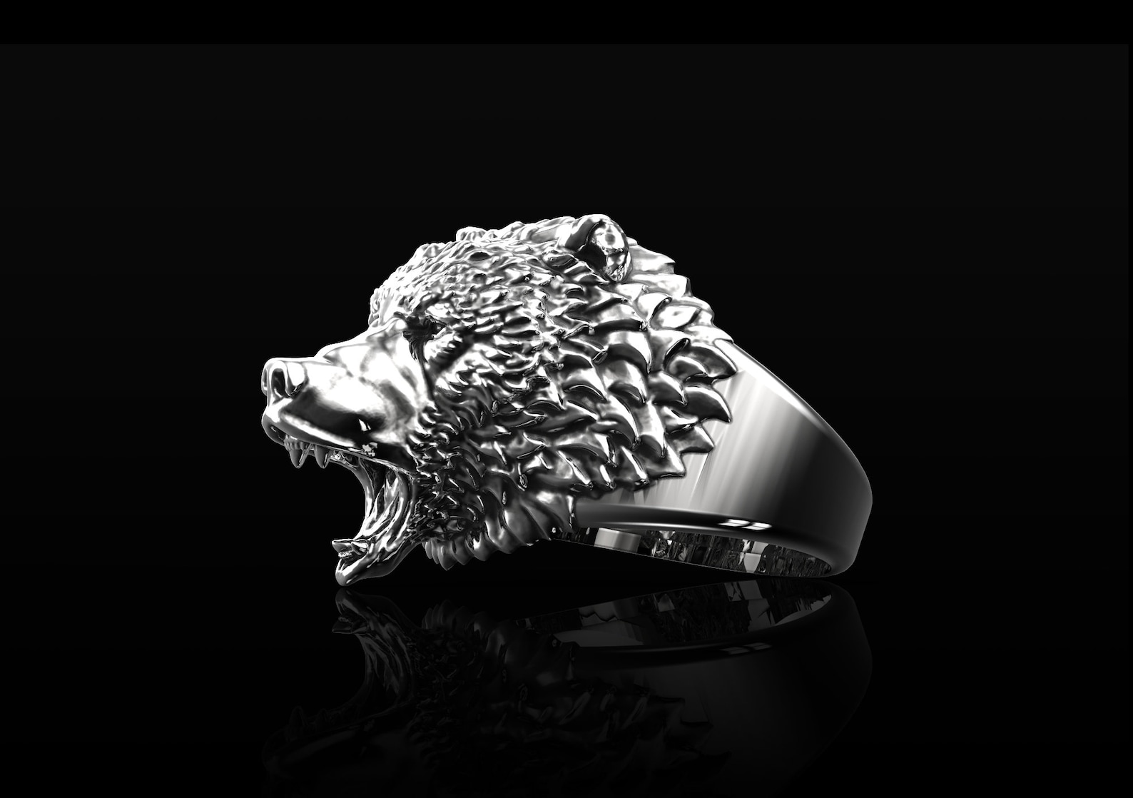 Bear Ring Silver Bear Ring Grizzly Bear Ring Bear Men Ring - Etsy