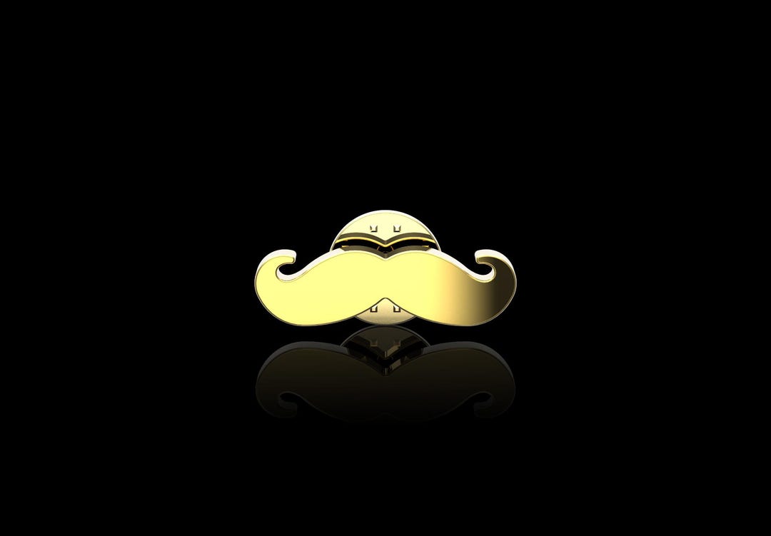18K Gold Plate Moustache Lapel Pin, Movember Mustache Brooch, Bearded ...