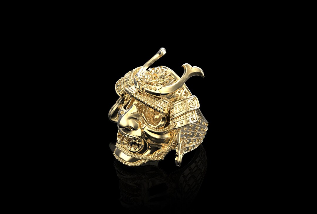 Bronze Samurai Helmet Mask Ring, Vintage Japanese Symbol Men's Ring ...
