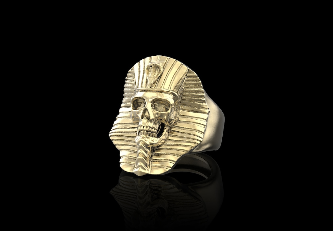 Bronze Egyptian Pharaoh Skull Ring Egyptian God Man Ring - Etsy