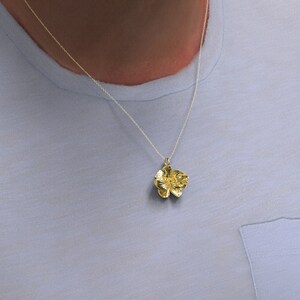 Yellow Gold Plate Orchid Pendant, Flower Necklace, Flower Pendant for ...