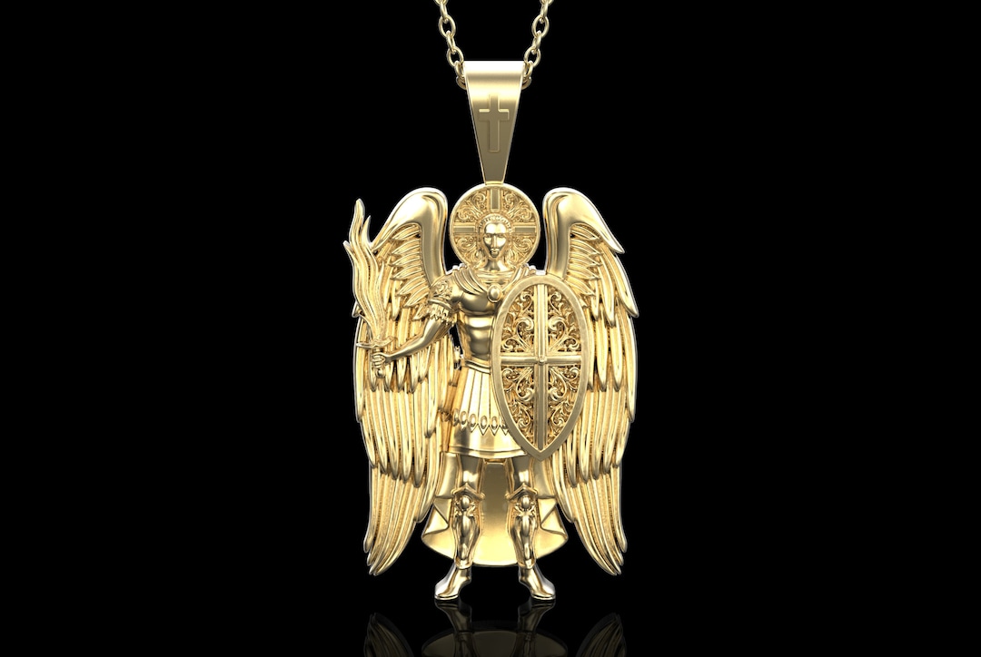 Bronze Archangel Saint Michael Solid Pendant, Christian Archangel ...