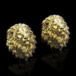 18K Gold Plated Lion Cufflinks Calm Lion Lion Lover Item - Etsy
