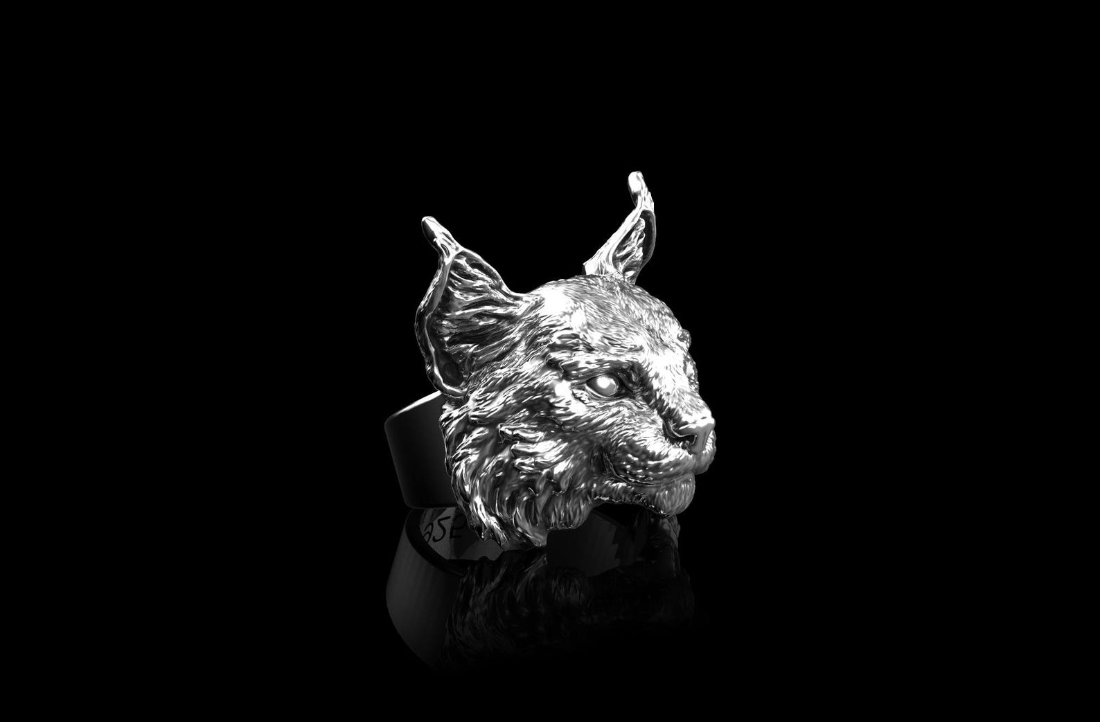Sterling Silver Bobcat Head Ring, Animal Ring for Man, Bobcat Jewelry ...