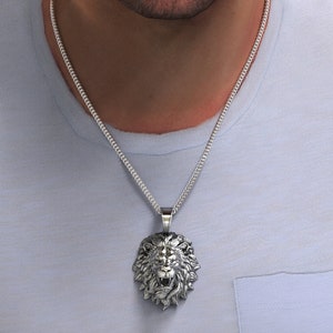 Personalized Big Size Roaring Lion Men Pendant, Angry Lion Pendant for ...