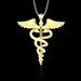 18K Gold Plated Caduceus Medicine Symbol Pendant, Medical Jewelry, Gift ...