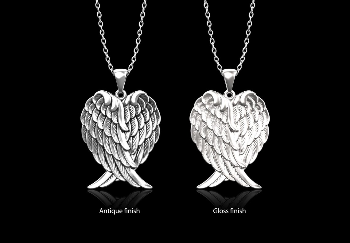 Sterling Silver Angel Wings Pendant, Angel Wing Necklace, Religious ...