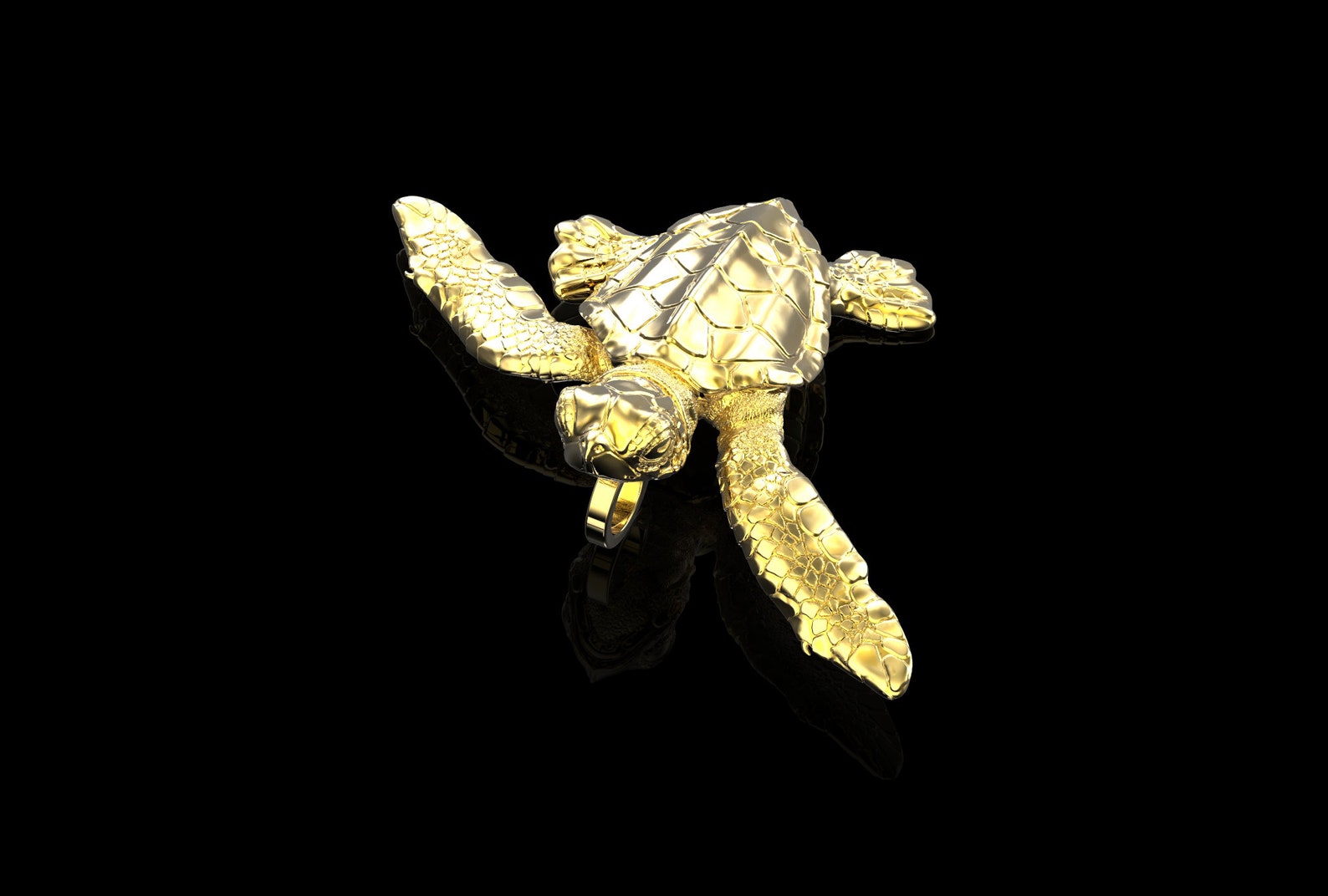 Yellow Gold Plated Sea Turtle Hatchling Necklace, Sealife Pendant, Baby ...