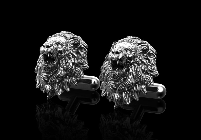 Lion Cufflinks Silver Lion Cufflinks Sterling Silver Lion - Etsy