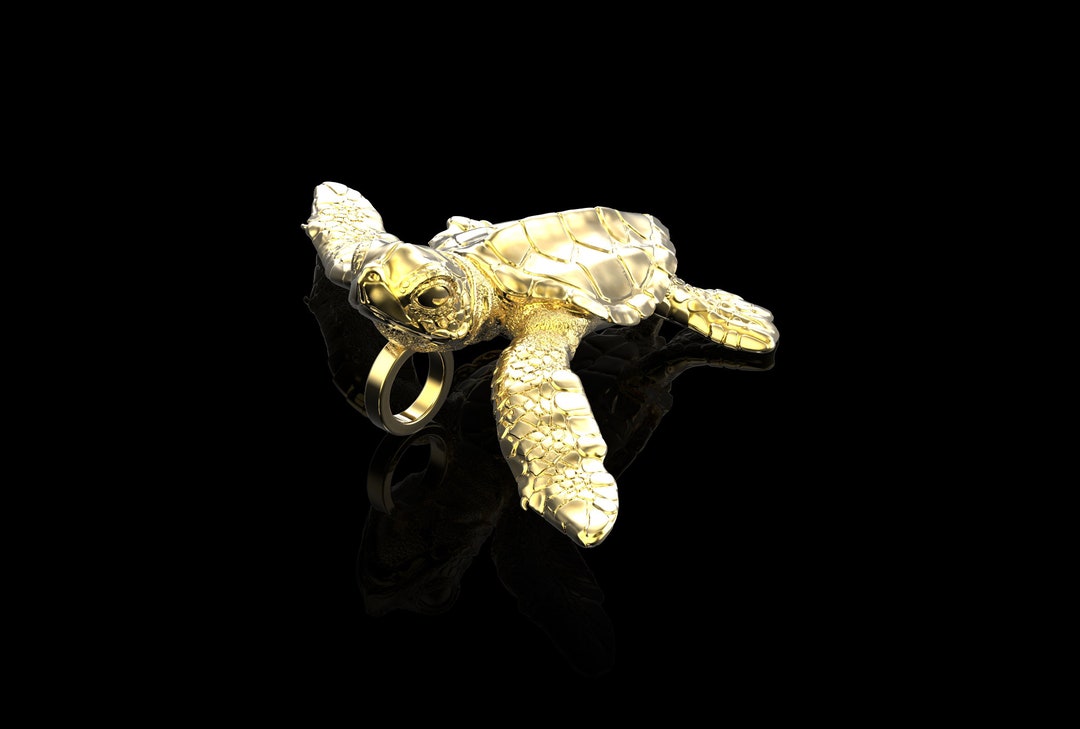 Yellow Gold Plated Sea Turtle Hatchling Necklace, Sealife Pendant, Baby ...