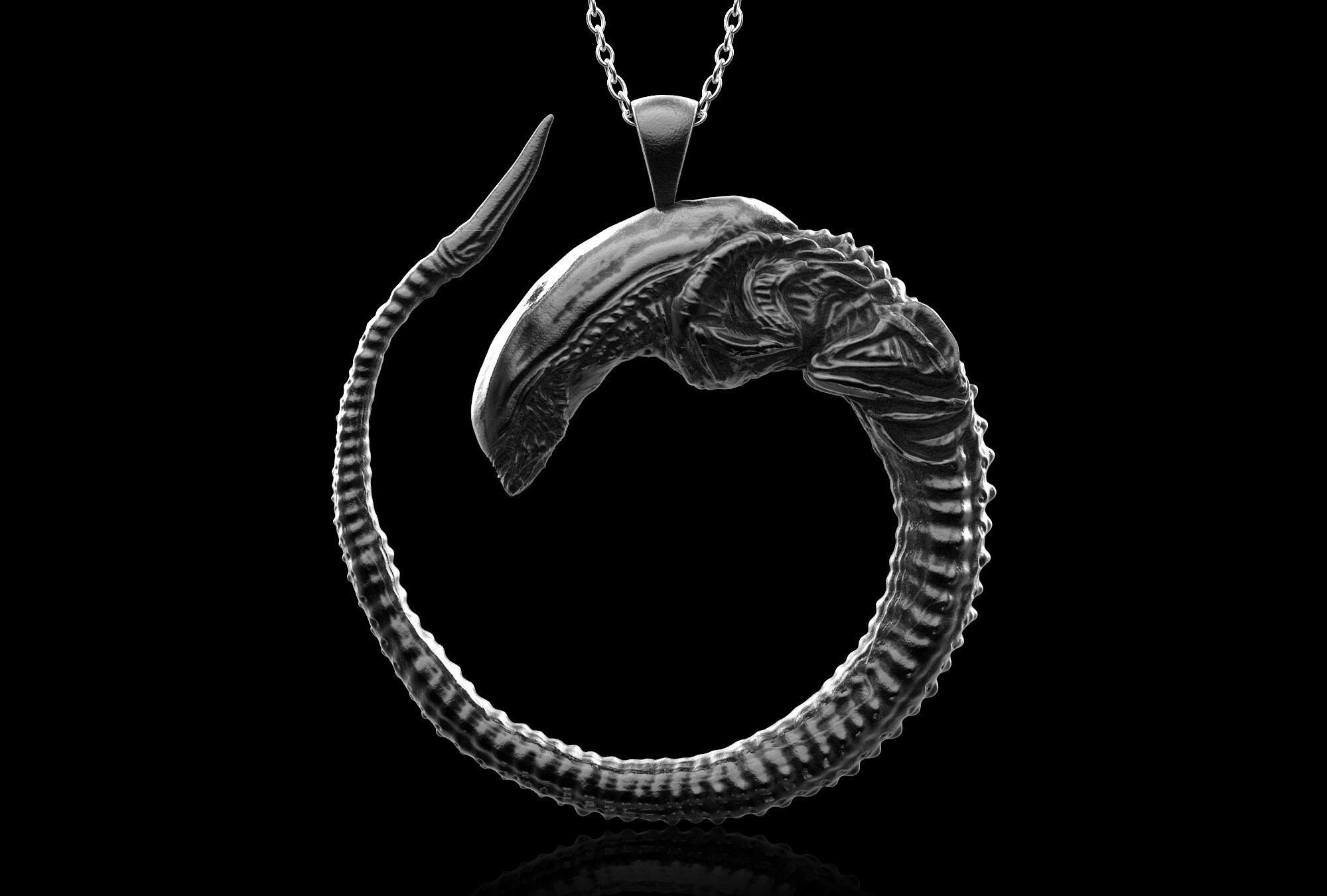 Black Steel Alien Dog Chestburster Pendant H.R. Giger | Etsy