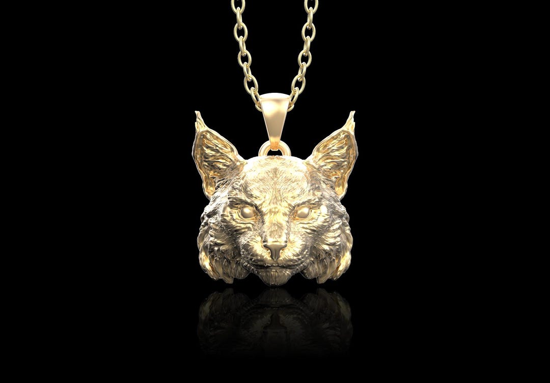 Bronze Bobcat Head Pendant, Bobcat Charm, Wooden Spirit Animal Jewelry ...