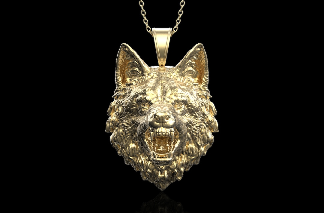 Bronze Wolf Men Pendant, Angry Wolf Pendant, Wild Wolf Charms, Viking ...