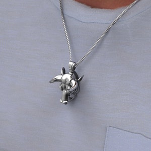Sterling Silver Angry Bull Pendant Necklace, Men Bull Necklace, Mens ...