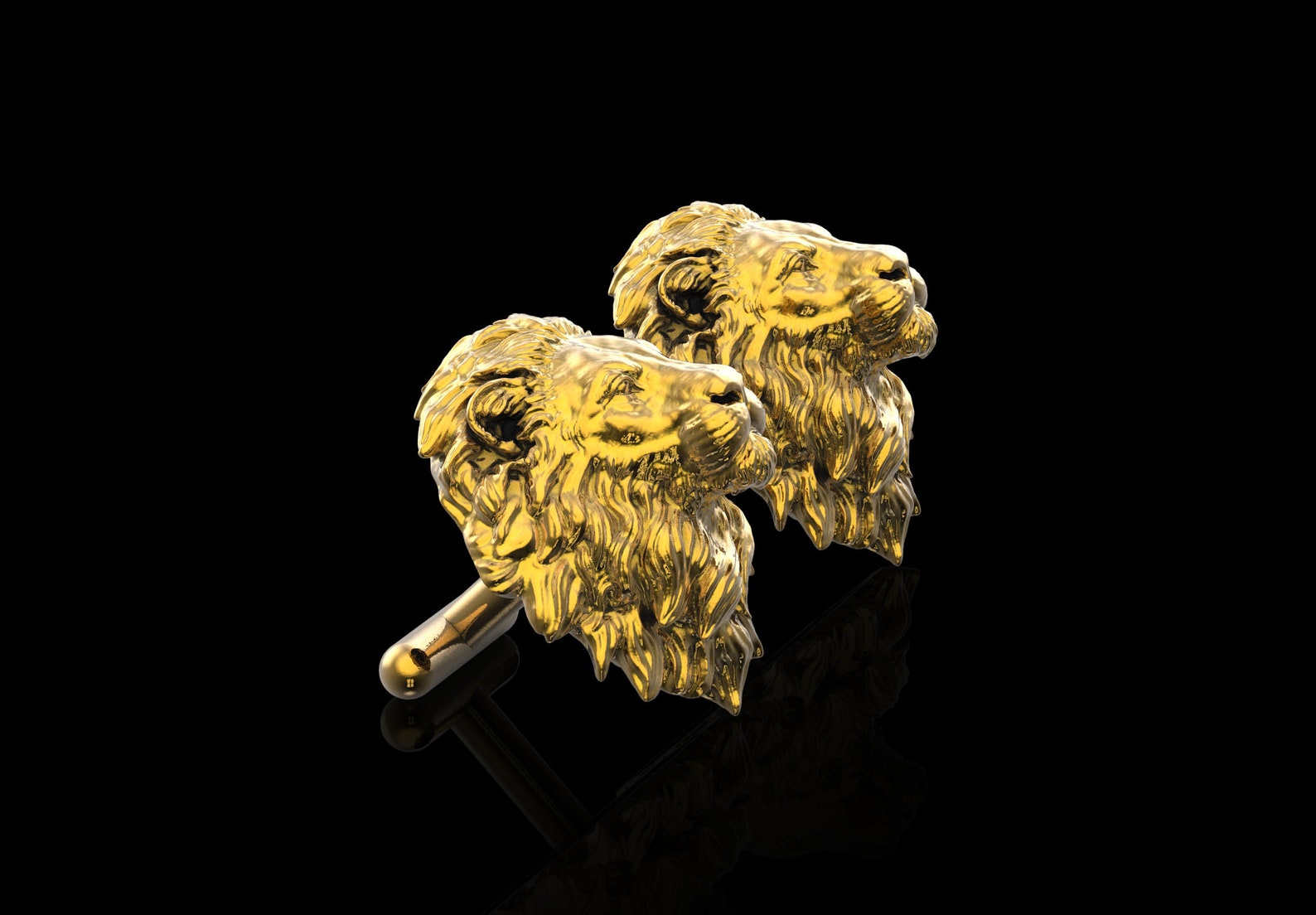 18K Gold Plated Lion Cufflinks Calm Lion Lion Lover Item | Etsy