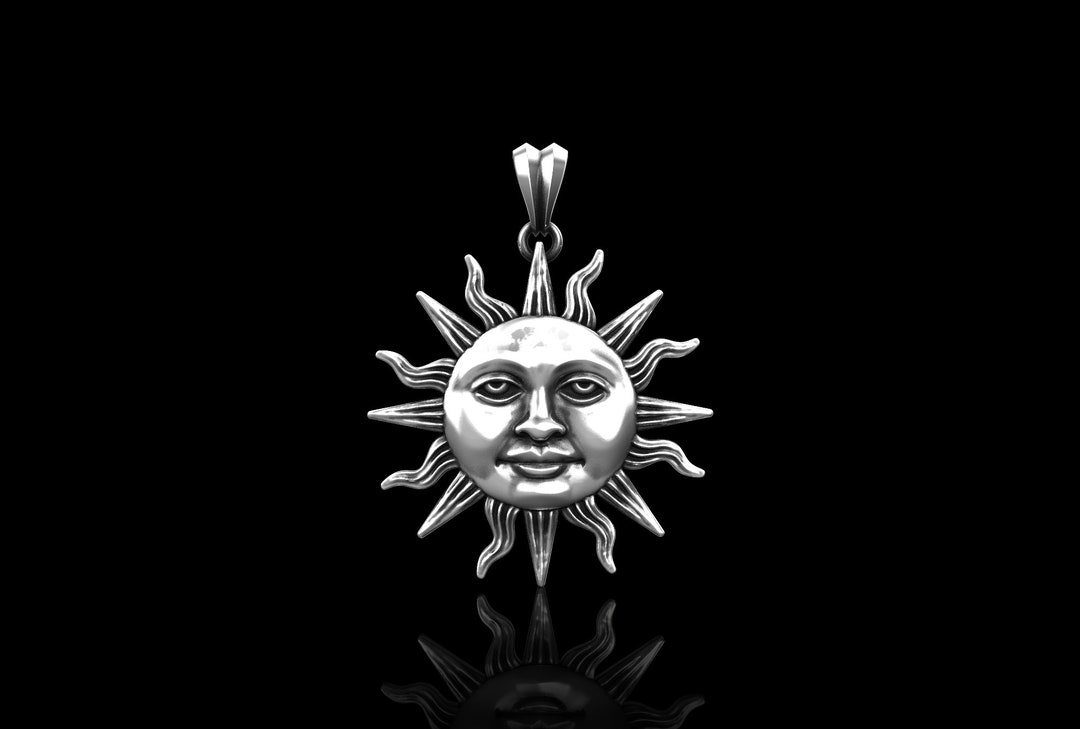 Sterling Silver Sun Pendant Necklace, Celestial Sun Pendant, Sun ...