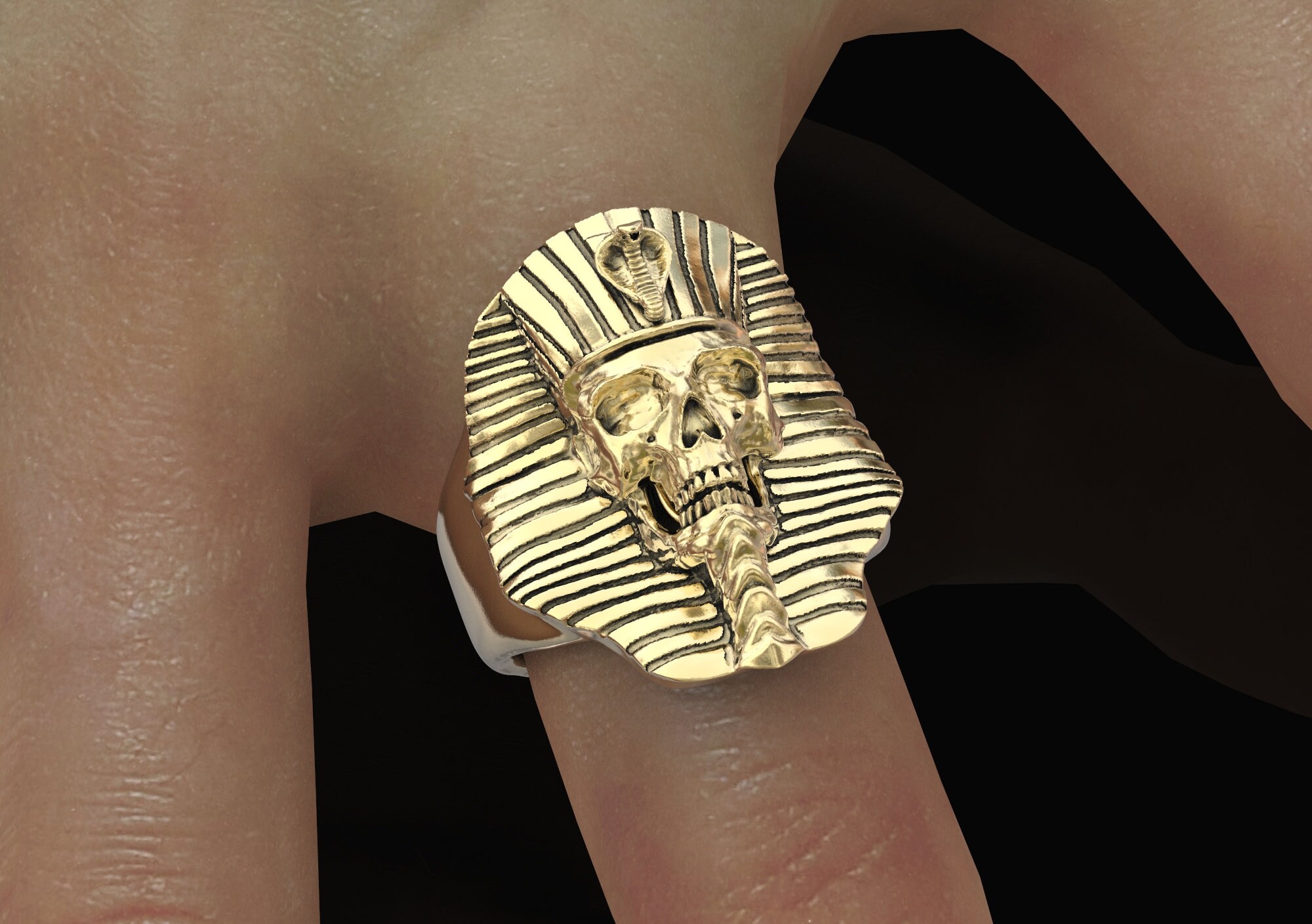 Bronze Egyptian Pharaoh Skull Ring Egyptian God Man Ring - Etsy