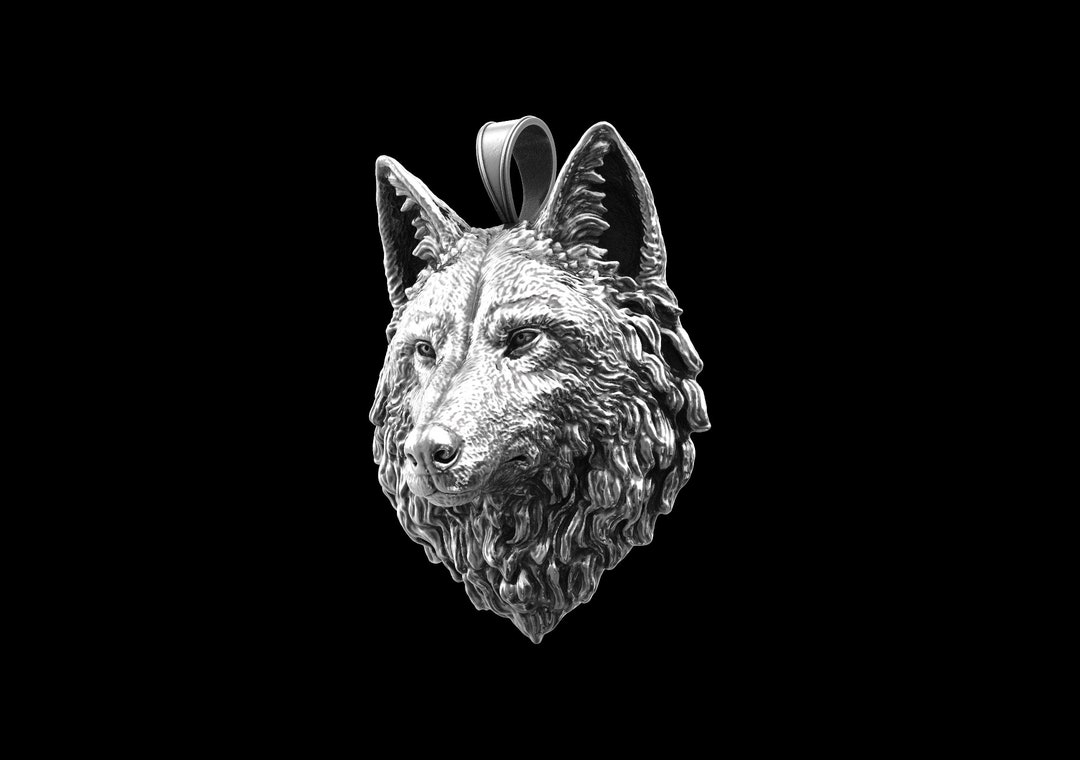 Personalized Large Size Wolf Pendant Necklace, Sterling Silver Wolf ...