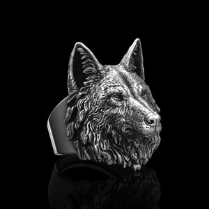 Silver Men Wolf Ring Wolf Sterling Silver Men's Signet | Etsy