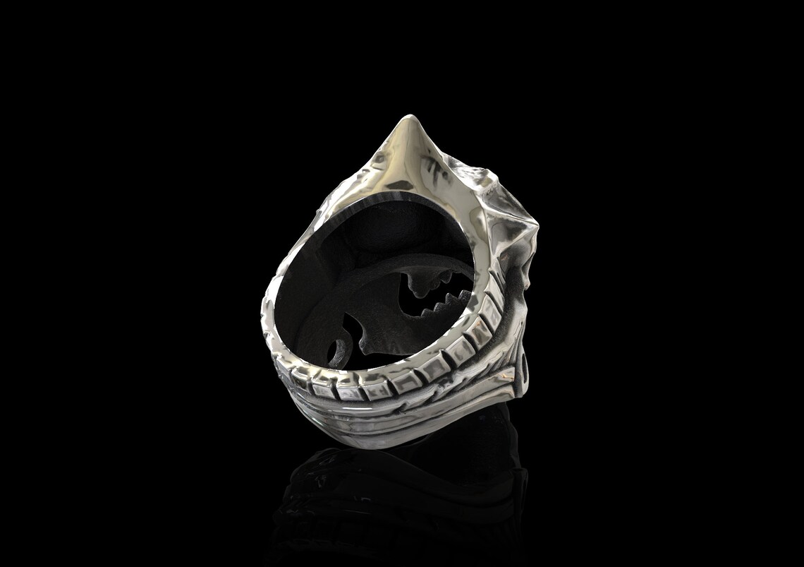 Devil Skull Sterling Silver Ring Silver Skull Biker Men Ring - Etsy