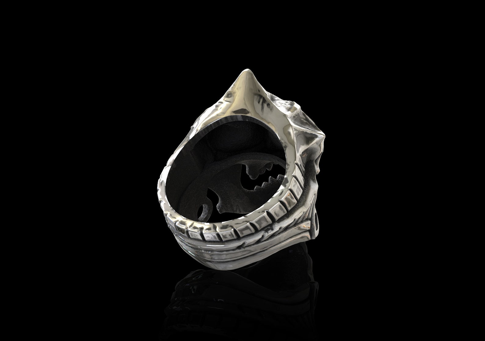 Devil Skull Sterling Silver Ring Silver Skull Biker Men Ring - Etsy