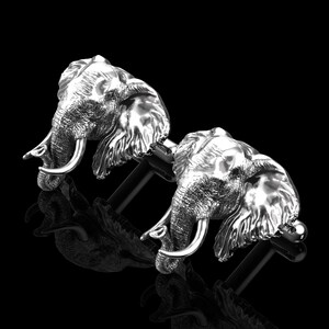 Sterling Silver Elephant Head Cufflinks, Elephant Cufflinks, African ...