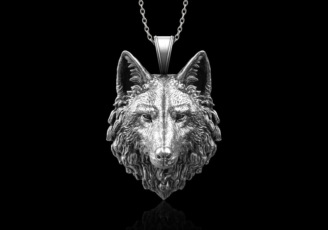 Sterling Silver Wolf Men Pendant, Wild Wolf Charm, Viking Nordic Wolf ...