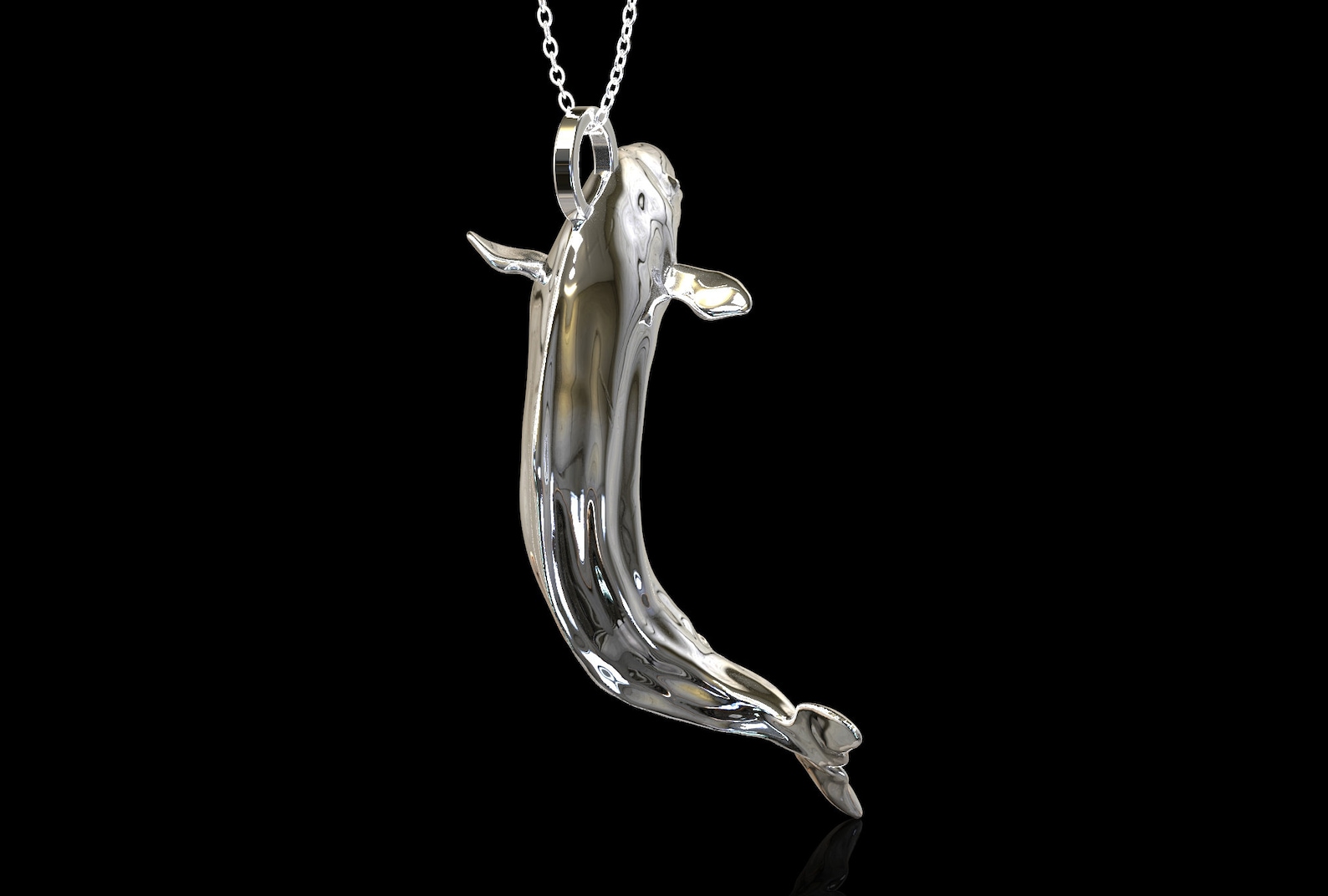 Sterling Silver Beluga Whale Pendant Necklace, Sea Life Marine Scuba ...