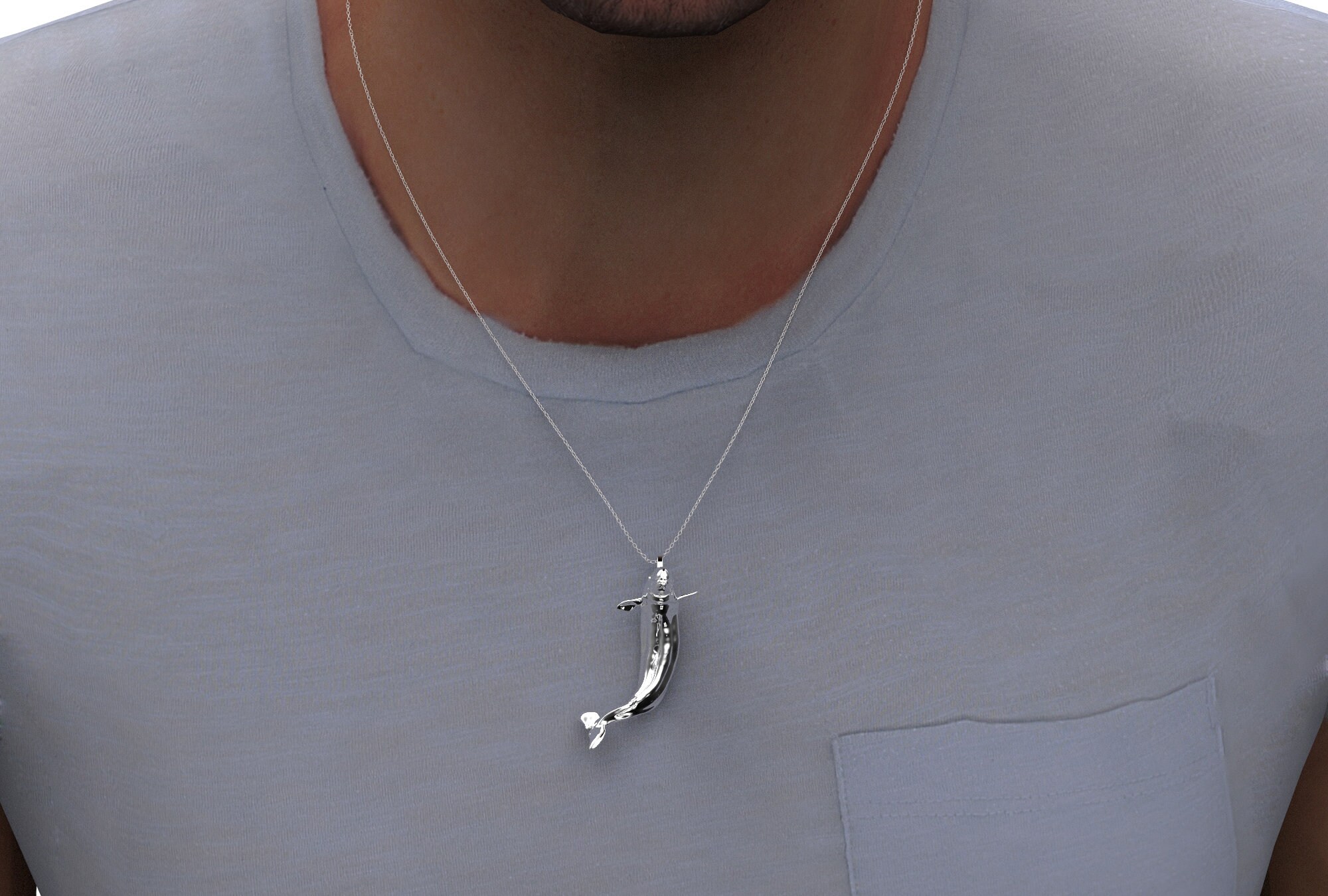 Sterling Silver Beluga Whale Pendant Necklace, Sea Life Marine Scuba ...