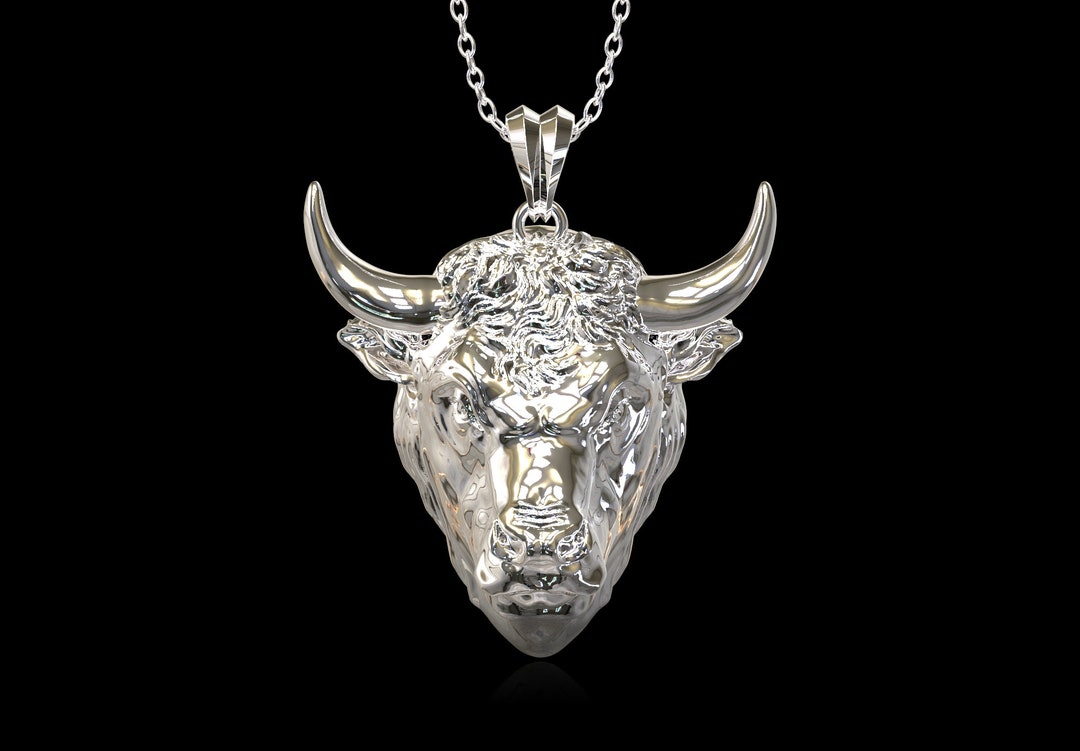 High-gloss Sterling Silverbull Head Pendant, Angry Bull Necklace ...