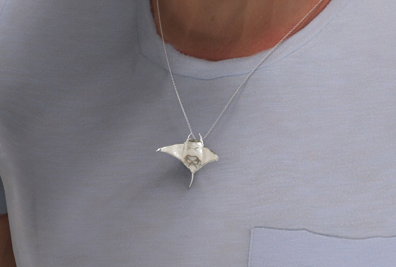 Sterling Silver Manta Ray Necklace Pendant Sea Life Marine - Etsy