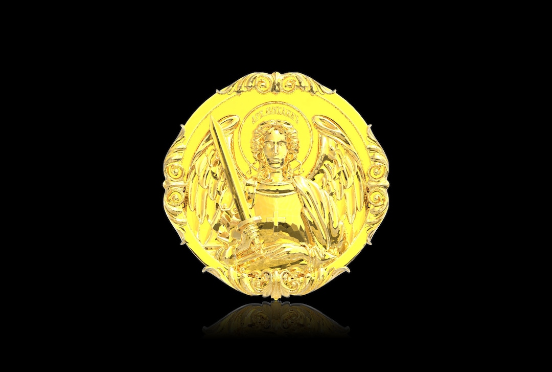 18K Gold Plated Archangel Saint Michael Lapel Pin Christian Archangel ...