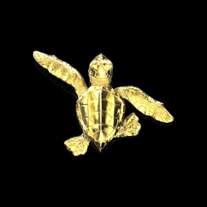 Yellow Gold Plated Sea Turtle Hatchling Necklace, Sealife Pendant, Baby ...