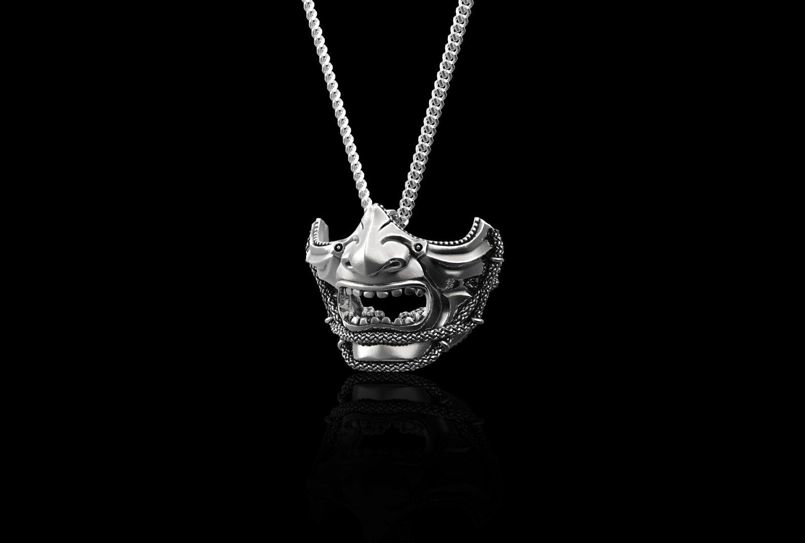 Stering Silver Half Face Samurai Mask Pendant Vintage | Etsy