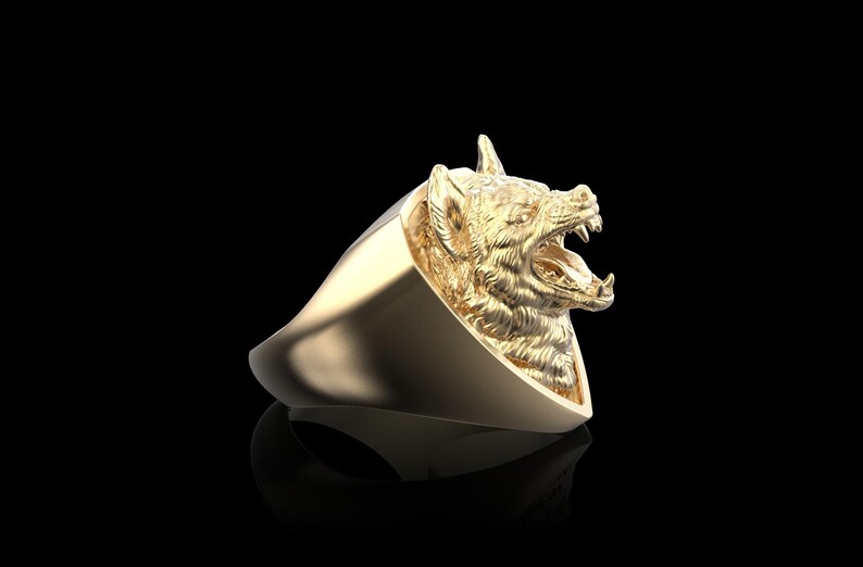 Bronze Angry Hyena Ring, Spotted Hyena Ring, Hyena Jewelry, Safari Wild ...