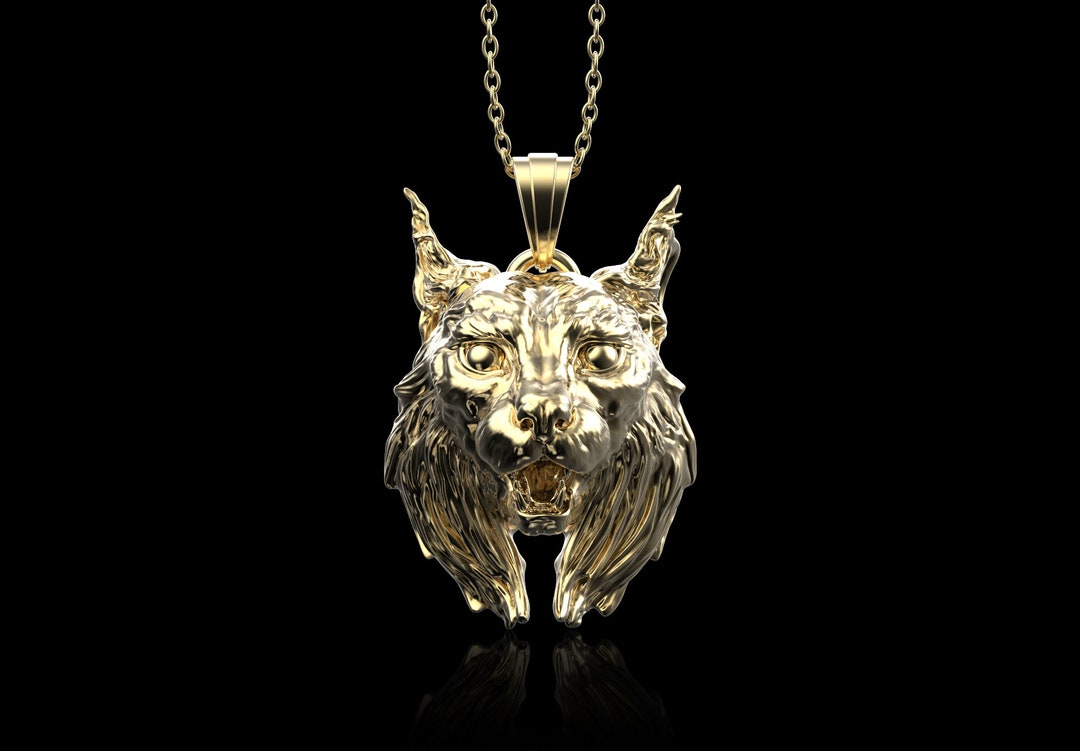 Bronze Lynx Head Pendant, Lynx Lovers Gift, Lynx Bobcat Jewelry, Animal ...